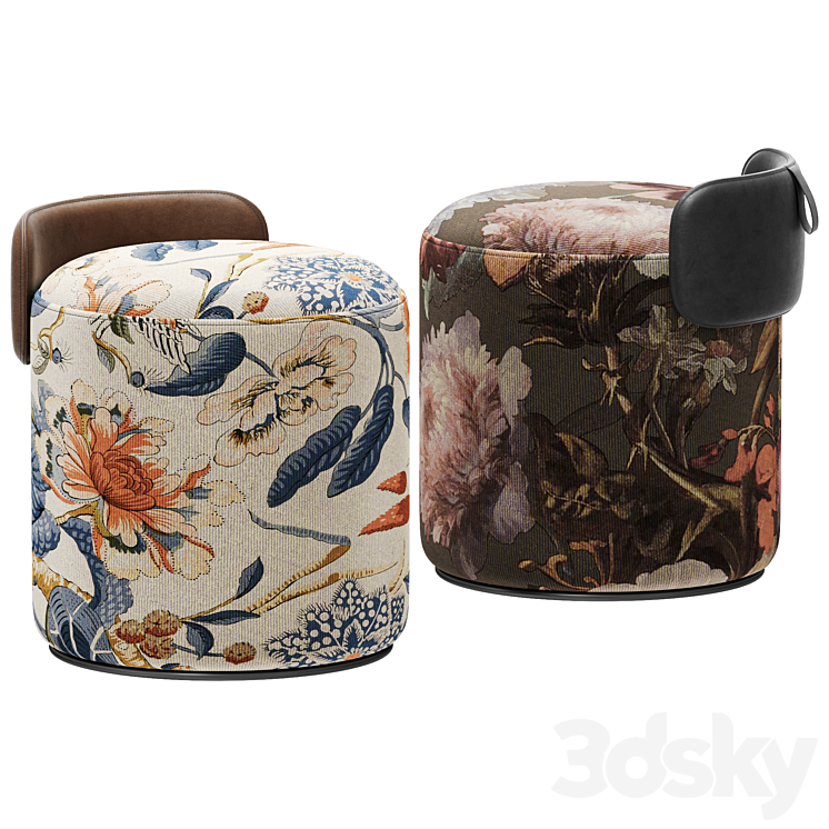 852 Pouf with velour and eco leather back - Other soft seating - 3D model