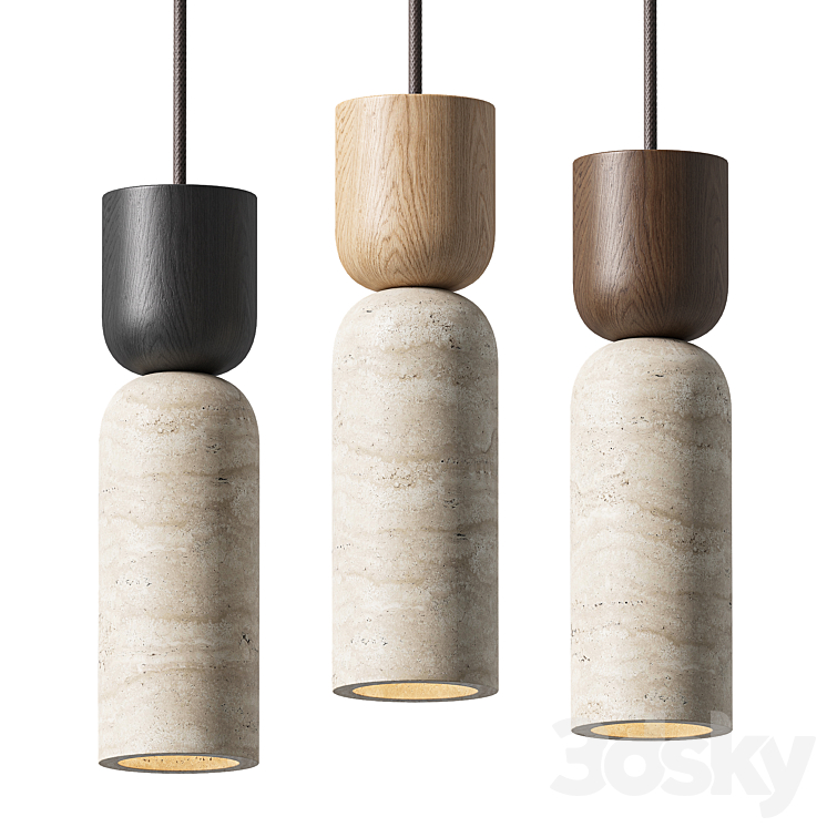 Traditional Vintage Round Column Pendant Lights - Pendant light - 3D model
