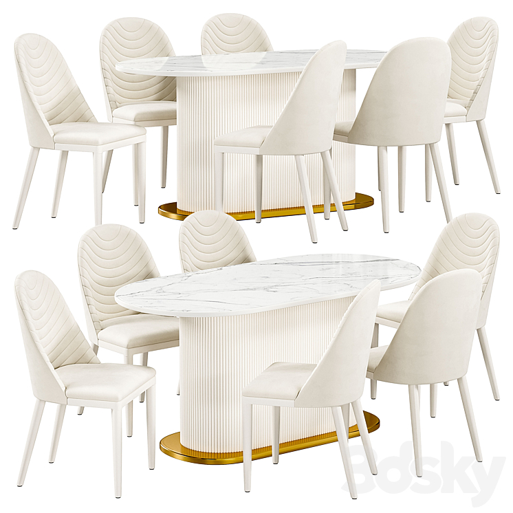 Zinnia Dining Set - Table + Chair - 3D model