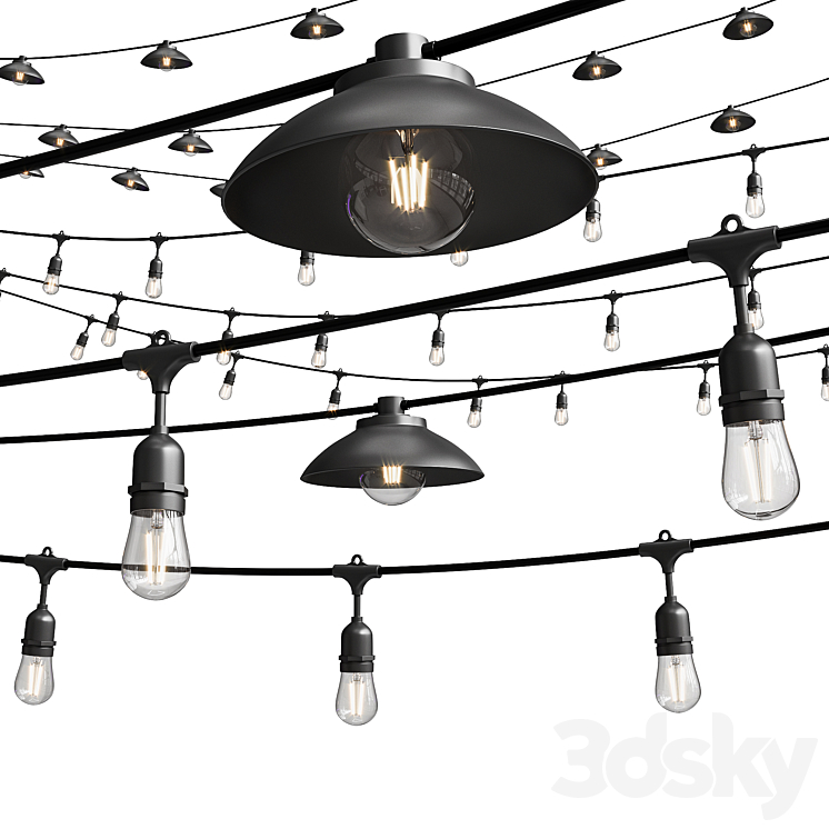 Outdoor String Lights 3 - Street lighting - 3D model