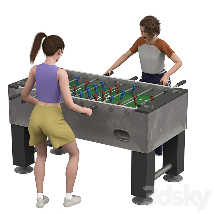 Girl Foosball - Characters Playing Foosball - Creature - 3D model