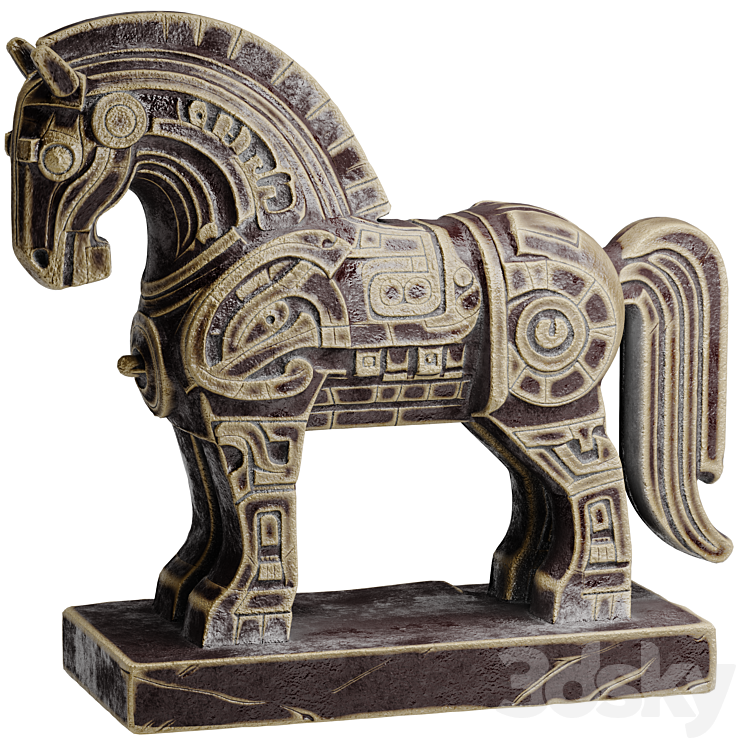 Premium Sculpture | Aztec Stone Horse | Model 0022 - Sculpture - 3D model