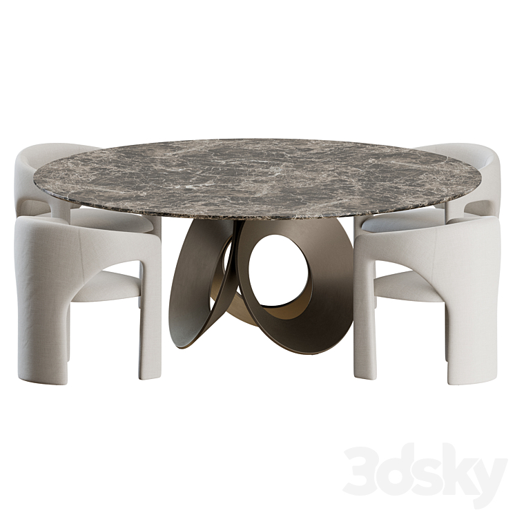 Sienna Oracle Dining Set by arketipe - Table + Chair - 3D model