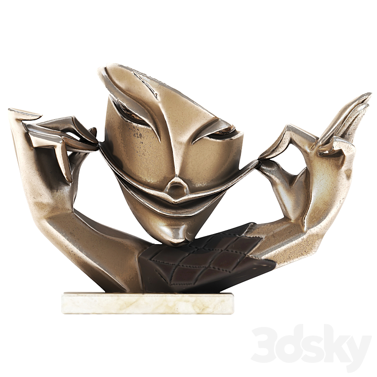 Abstract Bronze Mask Sculpture - Sculpture - 3D model