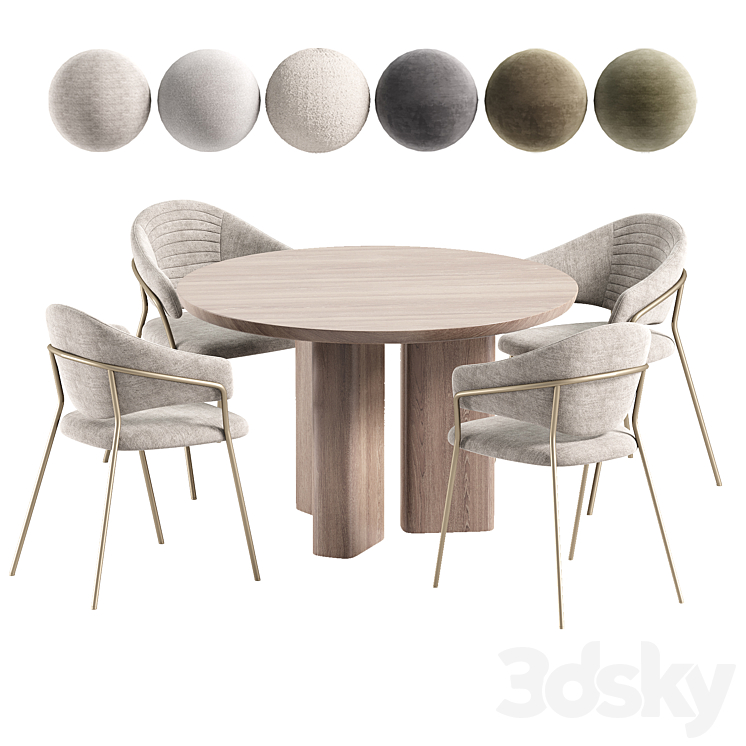 Avatar Chair Brioni Round Dining Table - Table + Chair - 3D model