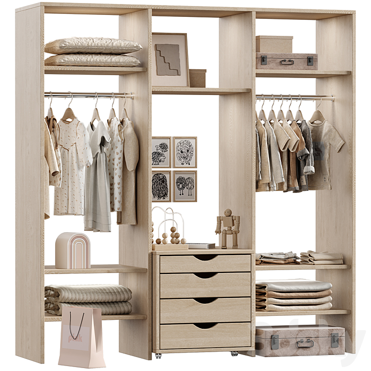 Wardrobe closet with clothes 17 - Wardrobe & Display cabinets - 3D model