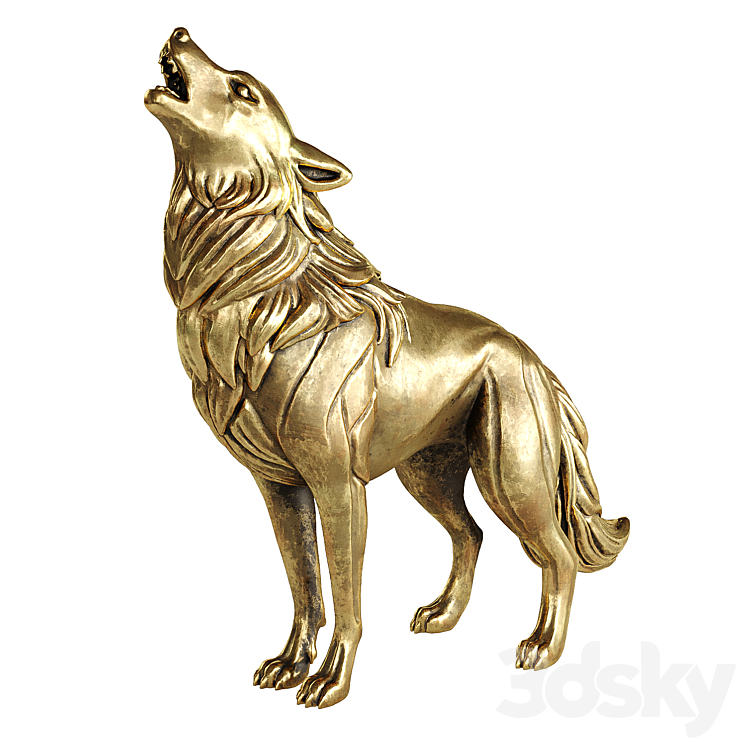 wolf statue - Sculpture - 3D model