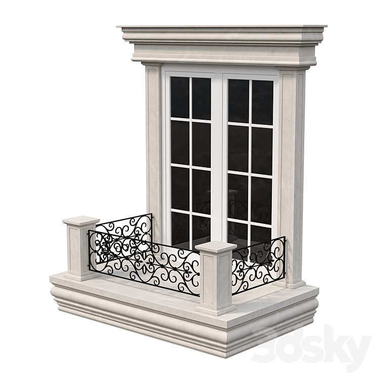 Architectural Classic Window 3D Model 13 - Facade element - 3D model
