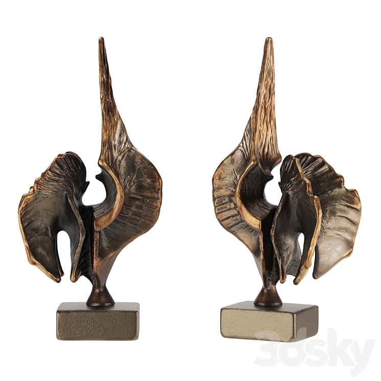 Navara – Stylized Bronze Wing Sculpture - Sculpture - 3D model