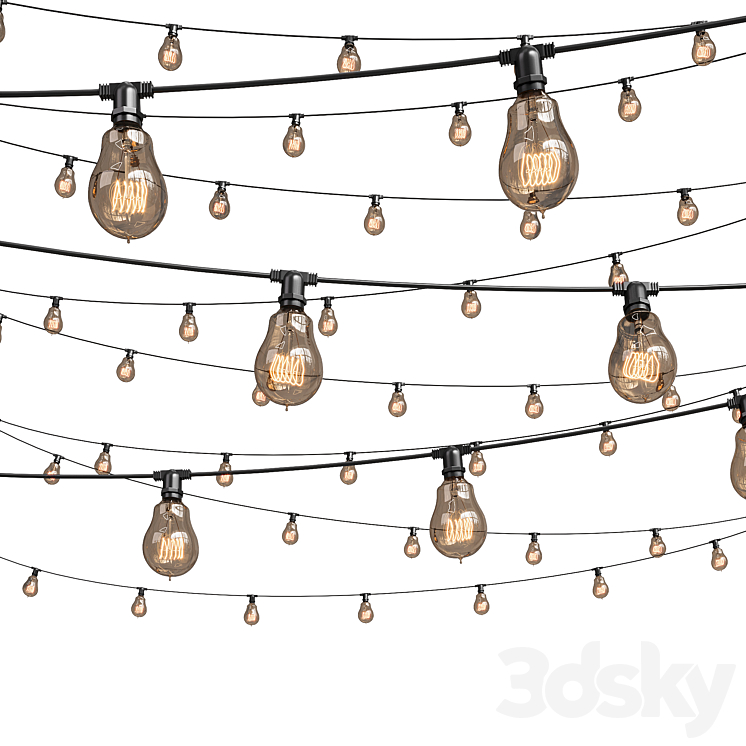 Outdoor String Lights 07 - Street lighting - 3D model