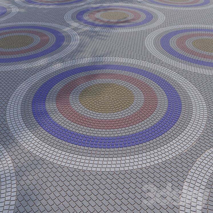 Radial paving slabs + generator - Tile - 3D model