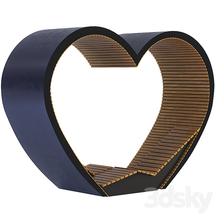 Heart Bench - Urban environment - 3D model