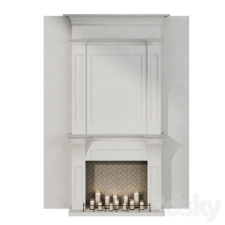 Fireplace with candles - Other decorative objects - 3D model