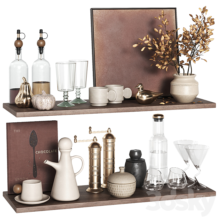 Kitchen decor set accessories n3 - Other kitchen accessories - 3D model