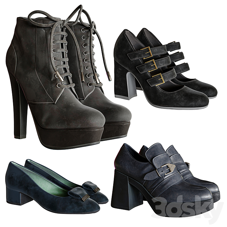 Female Shoes Set - Сlothes and Footwear - 3D model