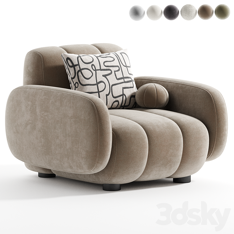 Brigitte Club Chair Bundle - Arm chair - 3D model