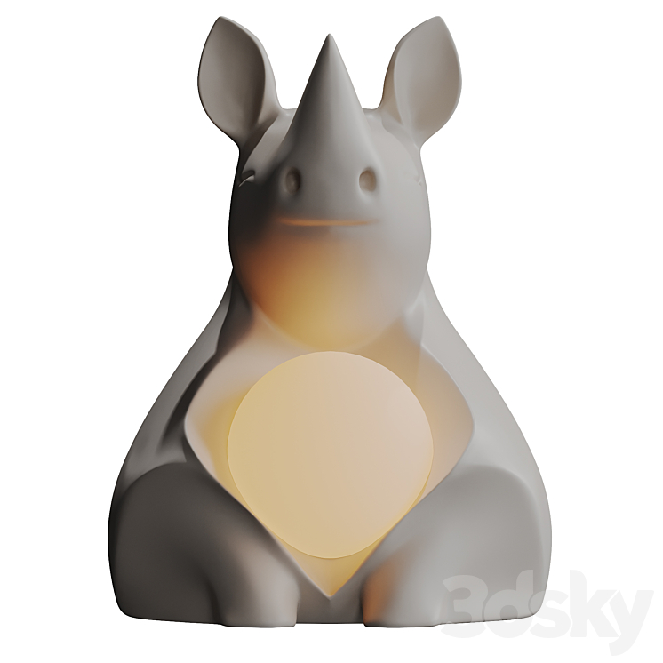 Decorative lamp rhinoceros - Table lamp - 3D model