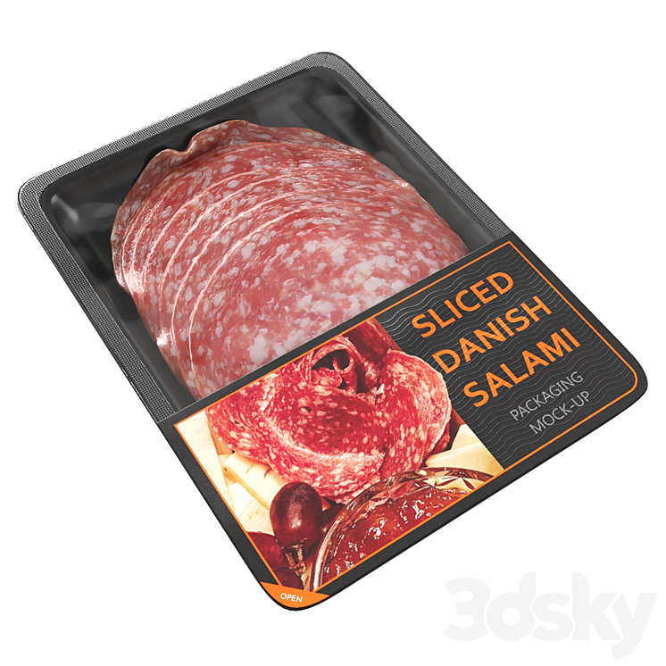 Danish Salami sliced in packaging - Shop - 3D model