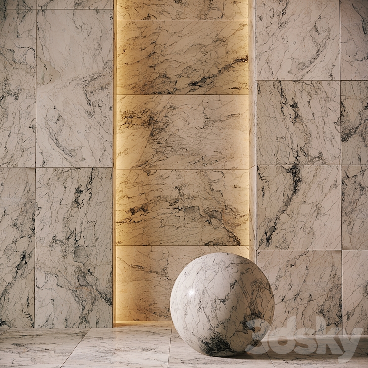 Natural stone / Marble tiles P104 Truffle - Tile - 3D model