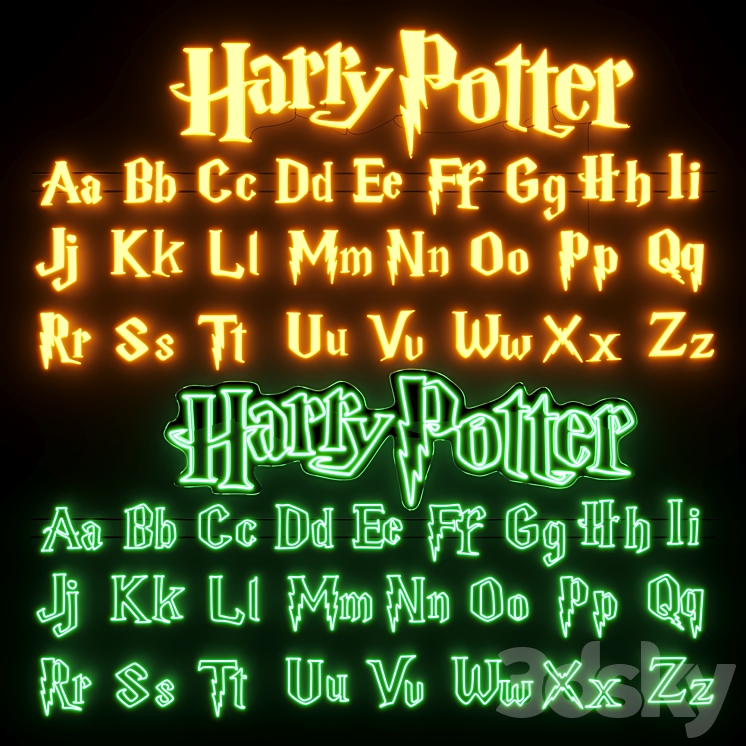 Neon Alphabet Harry Potter - Neon - 3D model