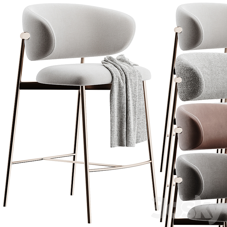 Calligaris Oleandro Bar stool with metal base - Chair - 3D model