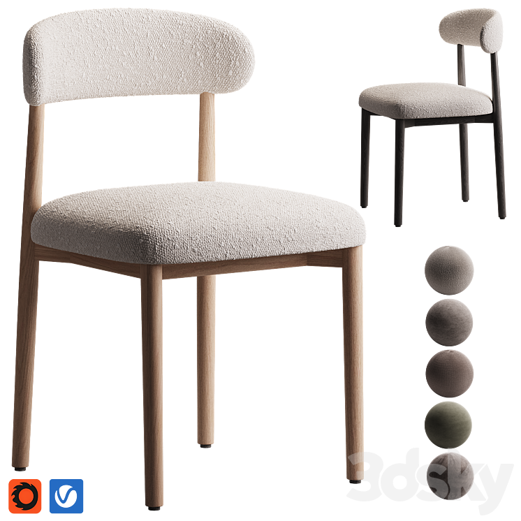 Alvaro Fabric Dining Side Chair by rh.com - Chair - 3D model