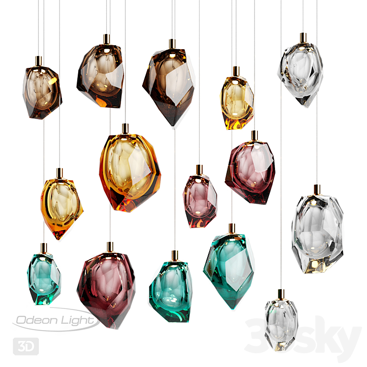 Odeon Light 7110/4LA, 7110/4LB, 7110/4LC GEMME - Pendant light - 3D model