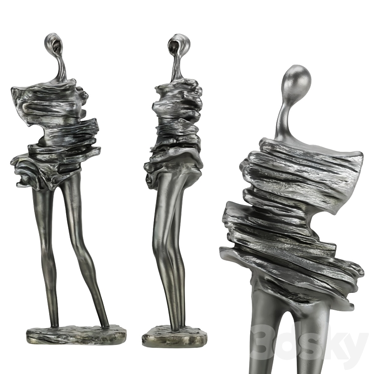 Strata – Abstract humanoid sculpture with layered torso and stone base ...