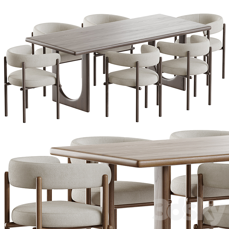 Elsa chair and dining table - Table + Chair - 3D model
