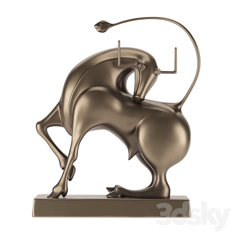 Bronze Surge – Stylized Bull Sculpture - Sculpture - 3D model