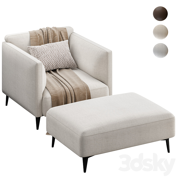 Boconcept Modena Armchair With Footstool - Arm chair - 3D model