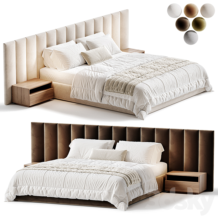 Modena Vertical Channel Extended Panel Bed - Bed - 3D model