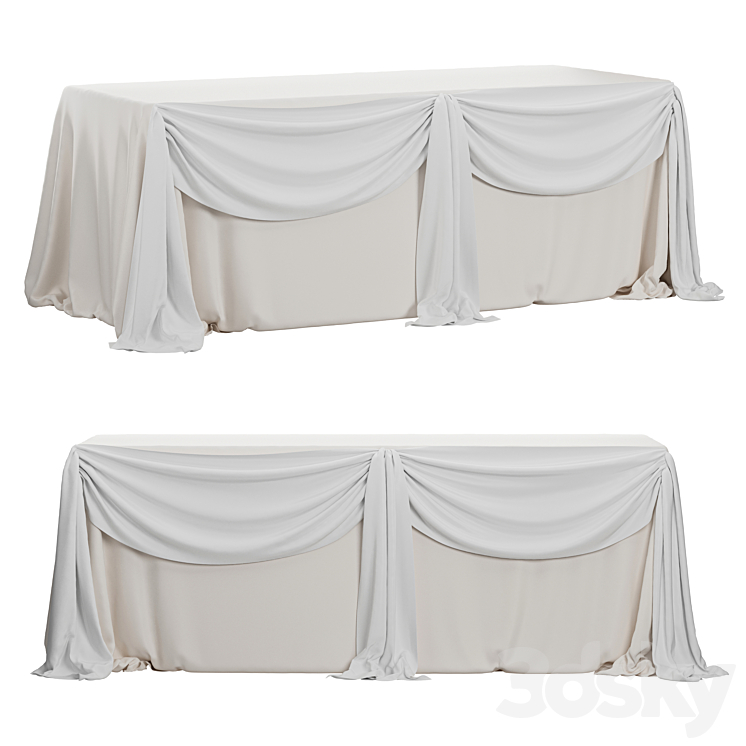 Tablecloth with drape 11 - Table - 3D model