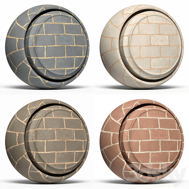 BRICK 38 - smooth stone slab flooring - Brick - 3D model
