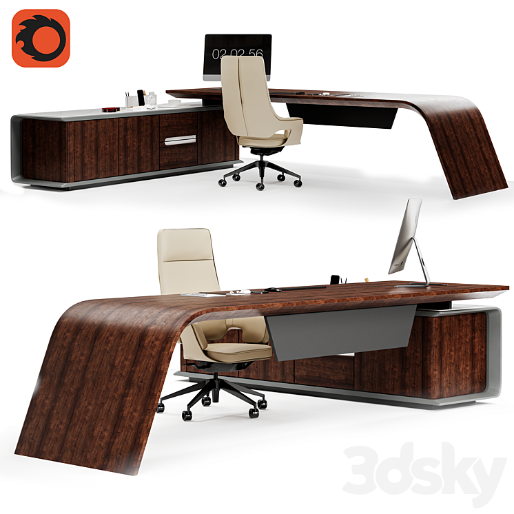 Sm Boss Desk 01 - Office furniture - 3D model