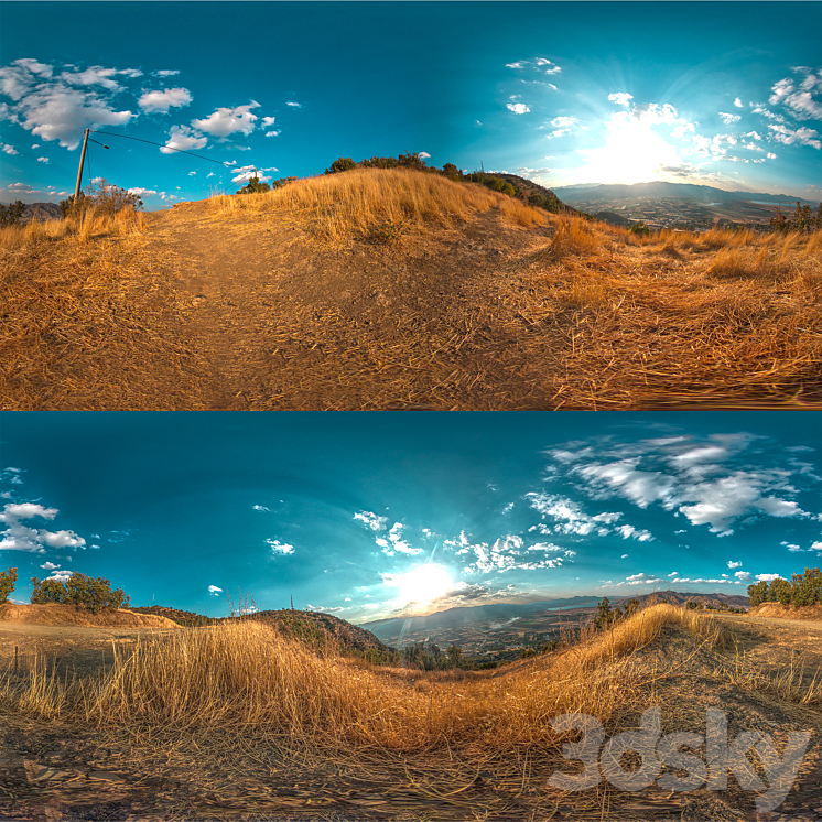 Golden Hillside Overlook - HDRI - 3D model