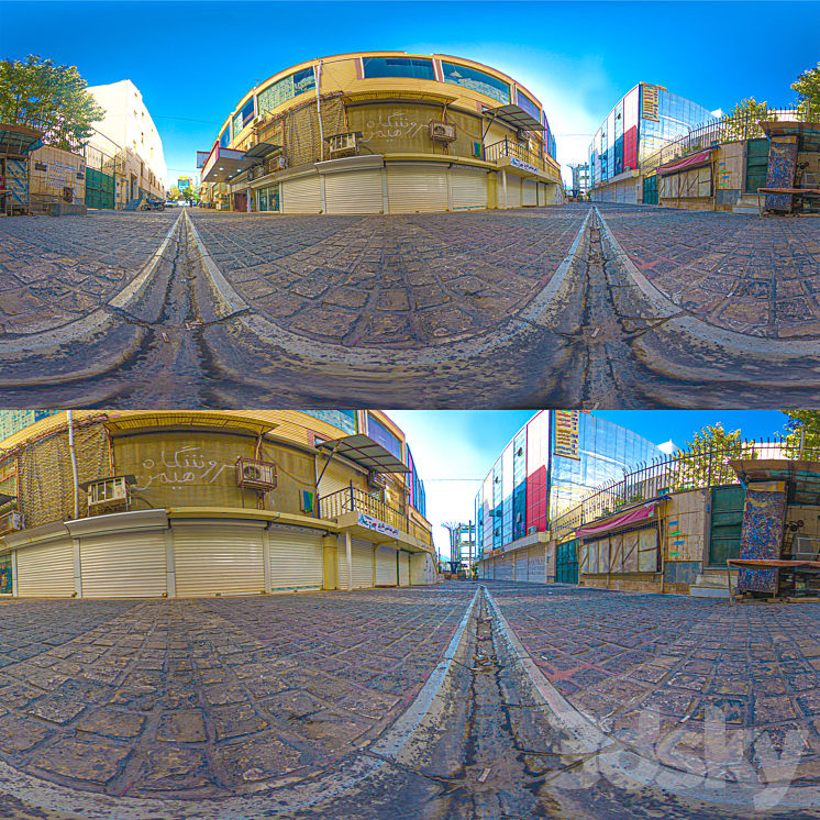 Narrow City Street Morning - HDRI - 3D model