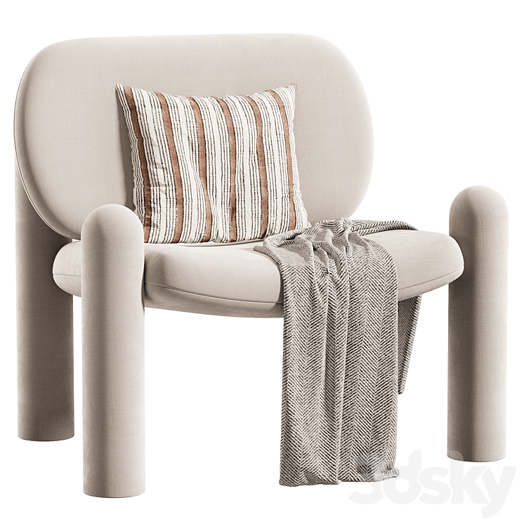 Driade Tottori Ice Grey - Arm chair - 3D model