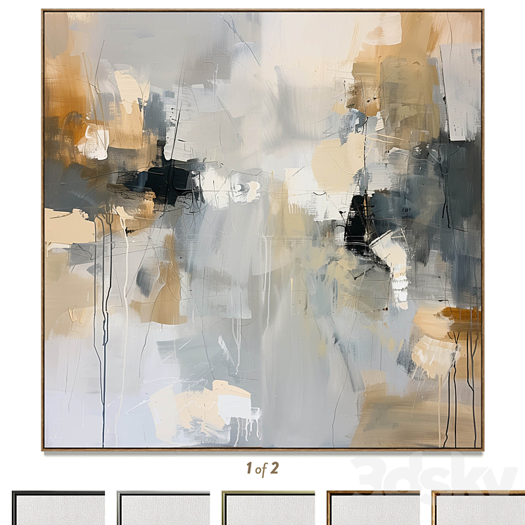 Plaster Two Square Photo Frames B-213 - Frame - 3D model