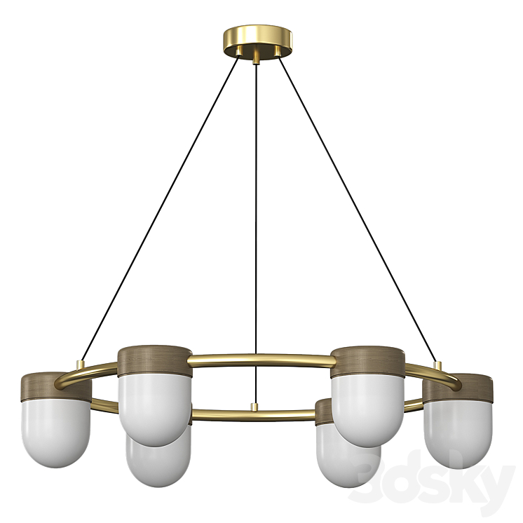 Alabaster Round Linear Chandelier - Pendant light - 3D model