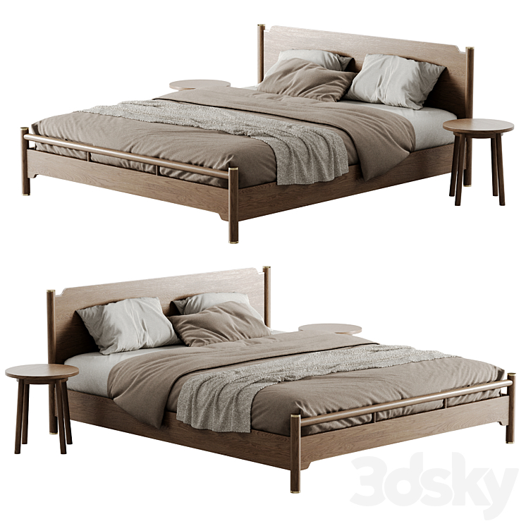 Zen Solid Wood Platform Bed - Bed - 3D model