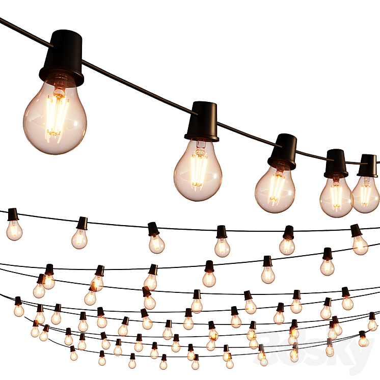 Editable Garland - Street lighting - 3D model