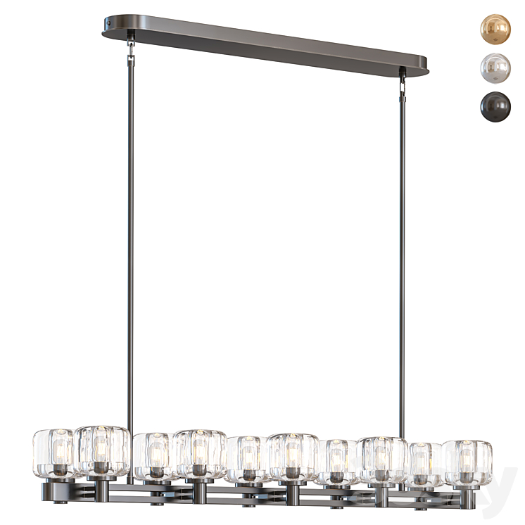 Demaret Double linear Chandelier - Pendant light - 3D model