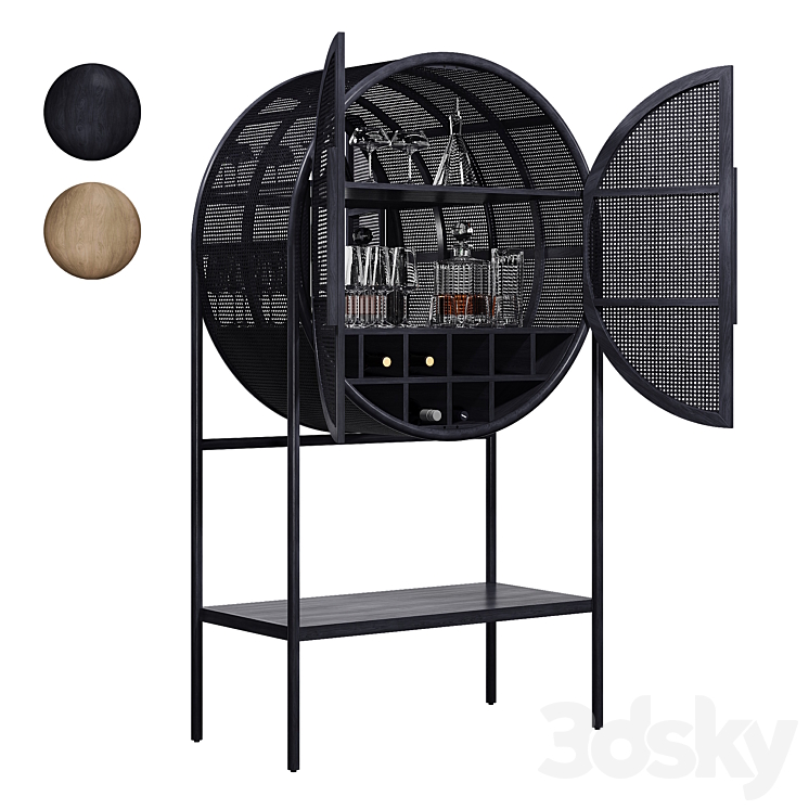West 40 Cane Bar Cabinet - Wardrobe & Display cabinets - 3D model