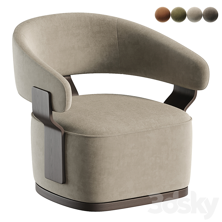 Ellery Linen Chenille Swivel Accent Chair - Arm chair - 3D model