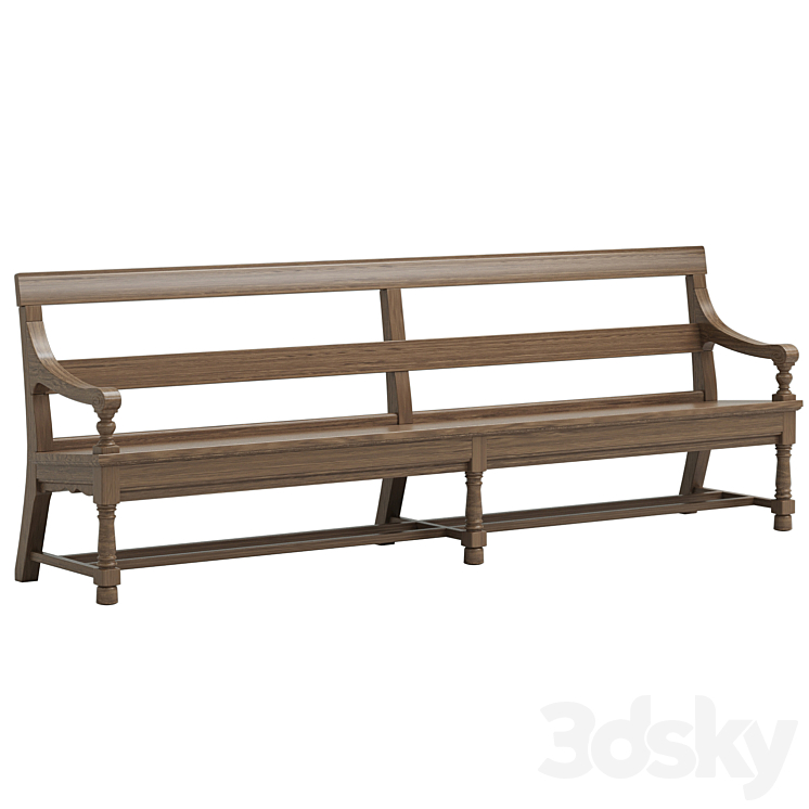 Pine Chapel Bench England circa 1840 - Urban environment - 3D model