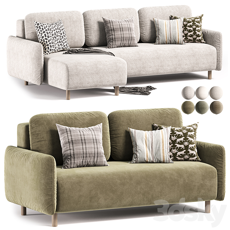Masse-M Mini Straight Velvet Sofa - Sofa - 3D model