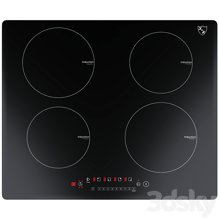 Cooktop Built-in Induction Ceramic 01 - Kitchen appliance - 3D model