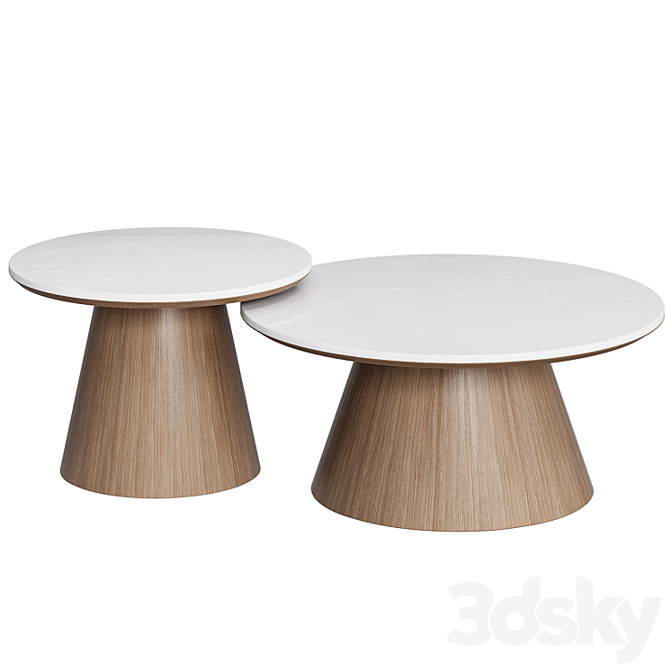 Ansel Round Quartz Nesting Coffee Tables - Table - 3D model