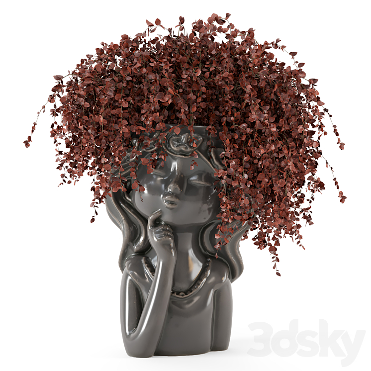 Red Leaf Bouquet Girl Modern Pot_Set 4266 - Bouquet - 3D model